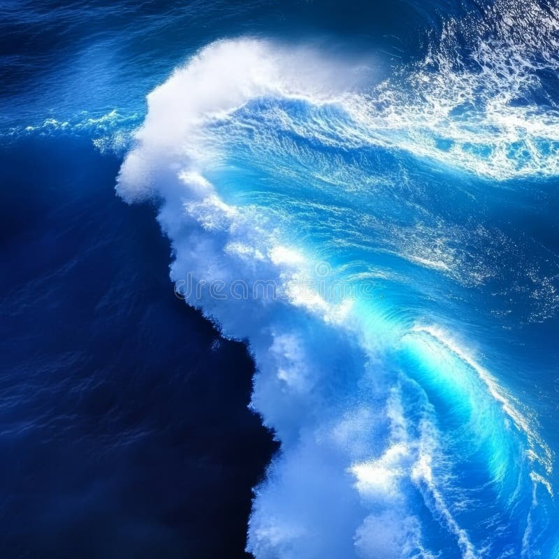 Deep Blue Water and White Foam are Visible in an Aerial View of a ...