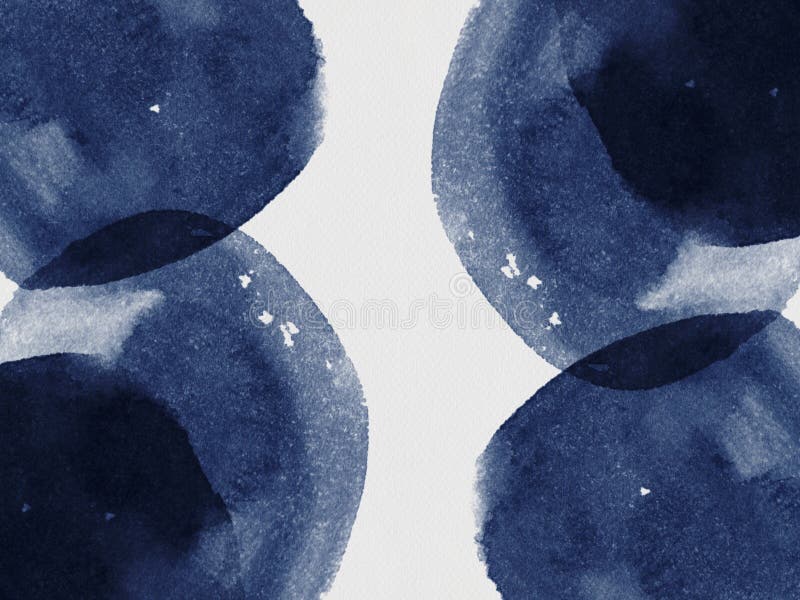 Deep Blue Watercolor Abstract Circles Pattern Design Background ...