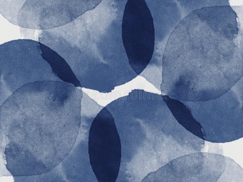 Deep Blue Watercolor Abstract Circles Pattern Design Background ...