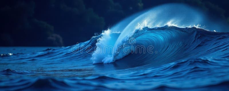 Deep Blue Wave Cresting Rich Navy Background Dynamic Visual Design ...