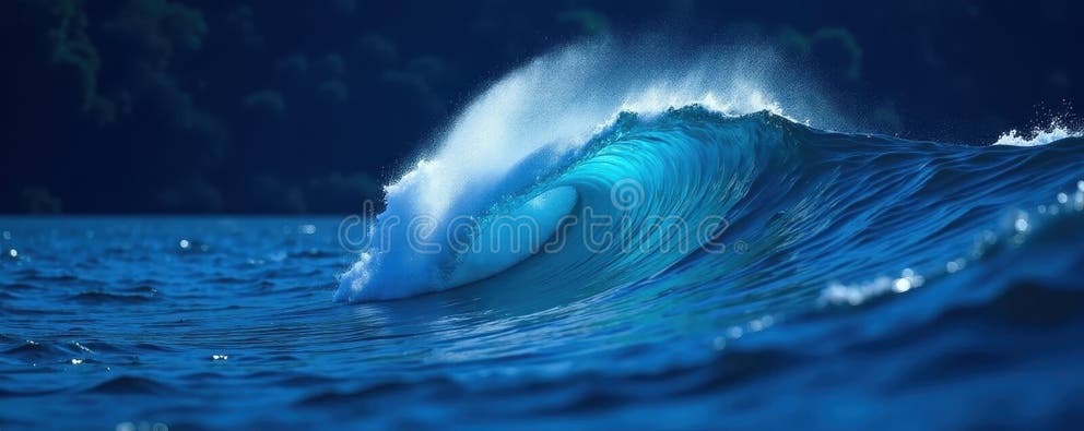 Deep Blue Wave Cresting, Rich Navy Background, Element, Powerful ...