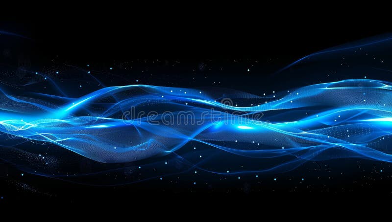 Deep Blue Waves Illuminated by Glowing Particles Form a Captivating ...