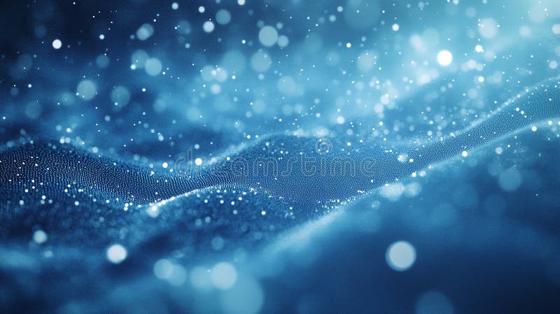 Deep Bright Blue Abstract Background with Flowing Glowing Particles for ...