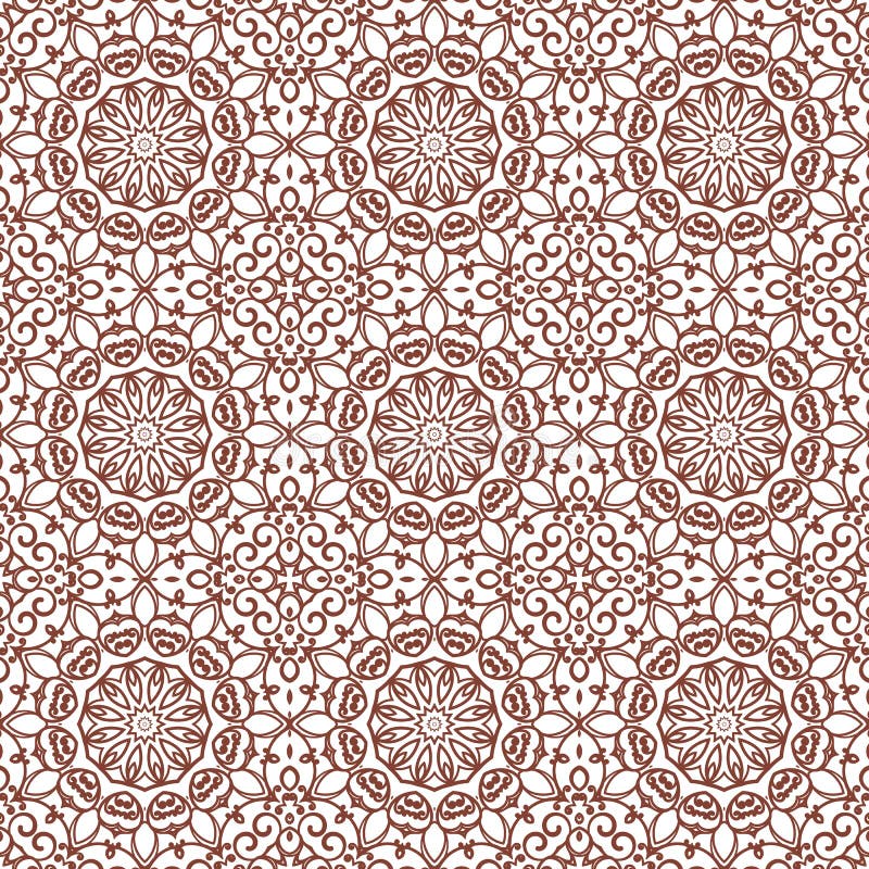 Deep Brown Color Seamless Pattern with Mandala.Mandala Background Stock ...