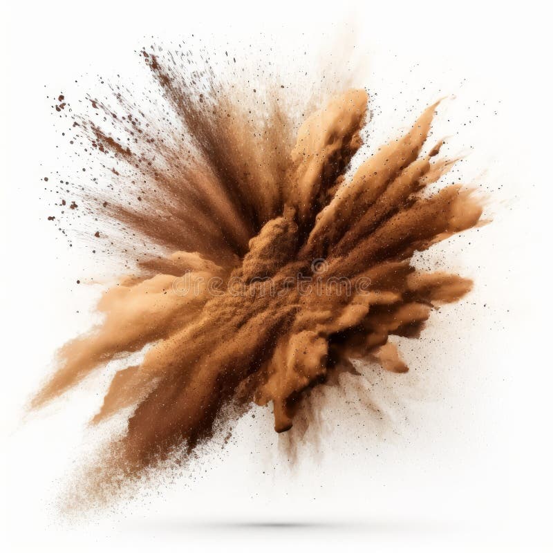 Deep Brown Dust Explosion on White BG Generative AI Stock Image - Image ...