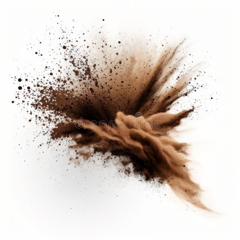 Deep Brown Dust Explosion on White BG Generative AI Stock Illustration ...