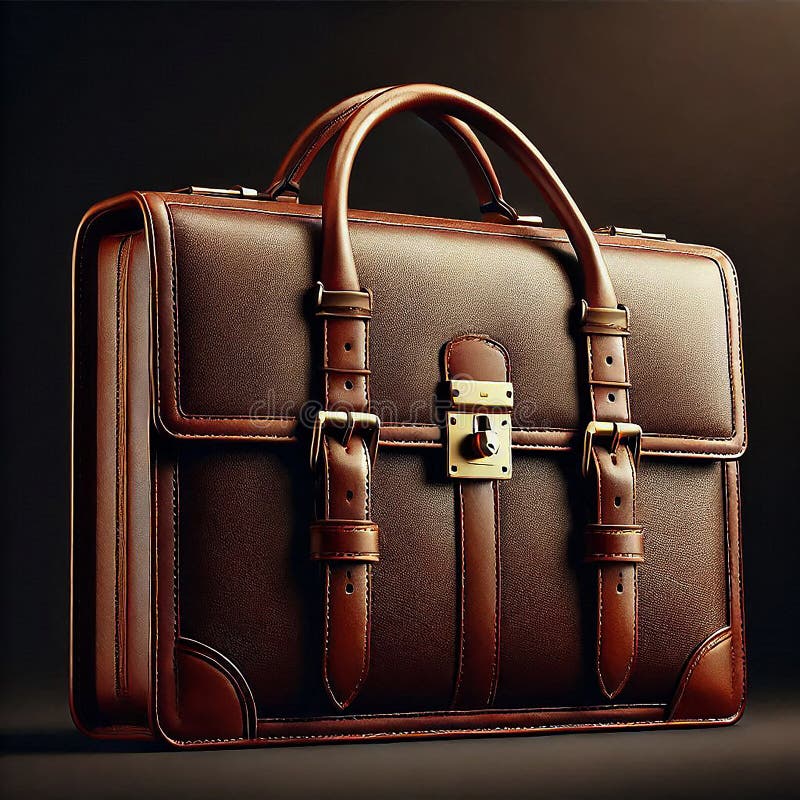 Deep Brown Leather Briefcase Stock Illustration - Illustration of ...