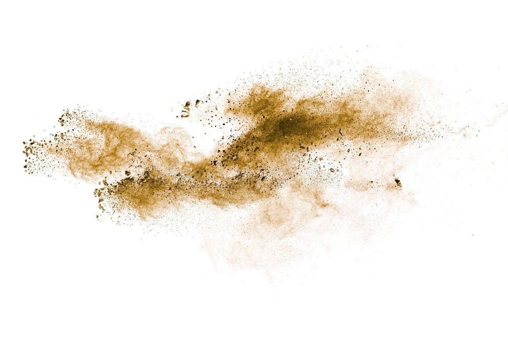 Deep Brown Powder Dust Explosion on White Background Stock Photo ...