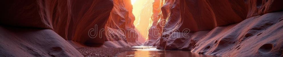 Deep Canyon Chasm, Sunlight Filtering through Towering Rocks, Cliff ...
