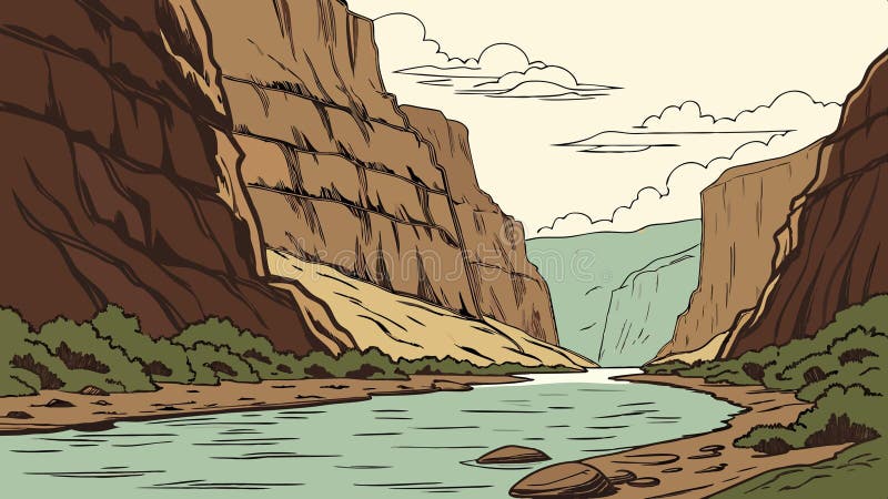 Deep Canyon with River Below, Capturing Dramatic Landscape and Natural ...