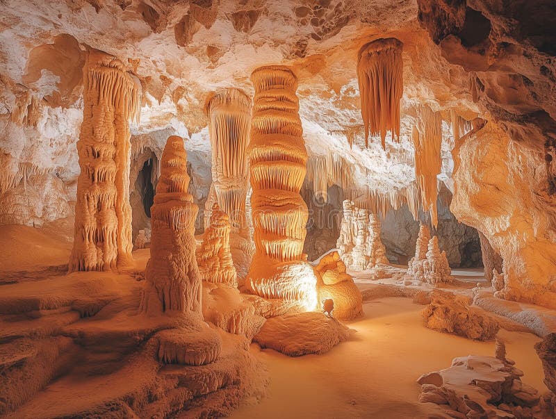 A Hidden Grotto of Stunning Rock Shapes Stock Illustration ...