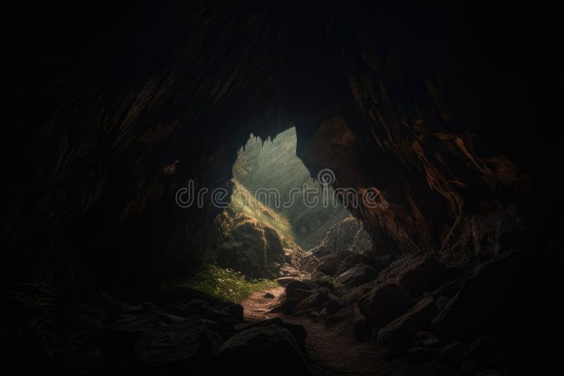 Deep Cavern Hidden in the Heart of a Mountain, Shrouded in Darkness ...