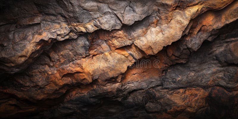 Deep Cavern Stone Background with Layered Rock Walls, Textured and ...