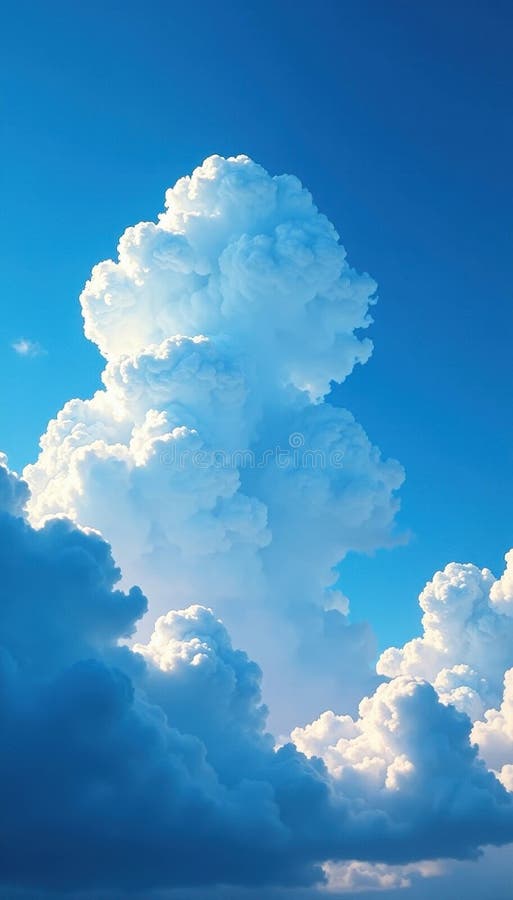 Deep Cerulean Sky, Towering Stratocumulus Clouds Create Texture , Scene ...