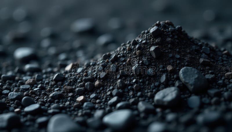 Deep Charcoal Gravel; Harshly Textured Uneven, Shadowed Surface ...