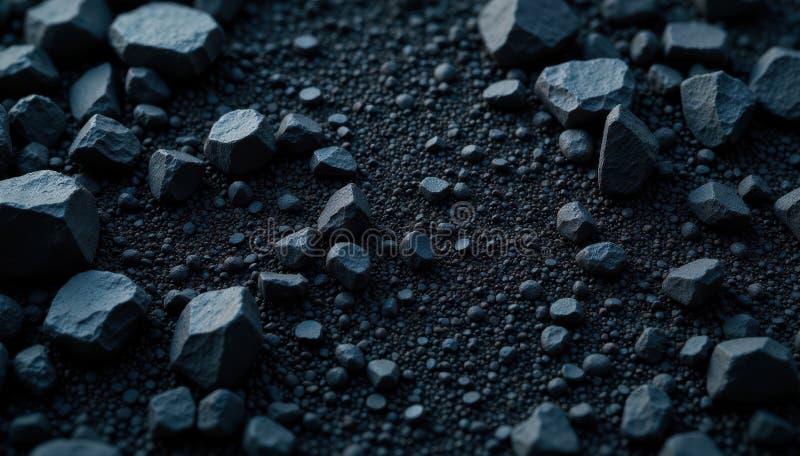 Deep Charcoal Gravel; Harshly Textured Uneven, Shadowed Surface , Rough ...