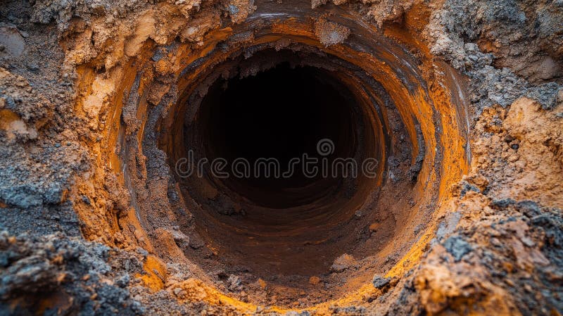 A Deep Circular Hole in the Ground with Earthy Textures. Stock Image ...