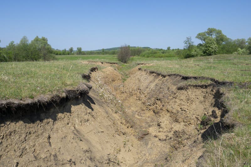 Deep Clay Ravine. Soil Erosion Stock Photo - Image of environment ...