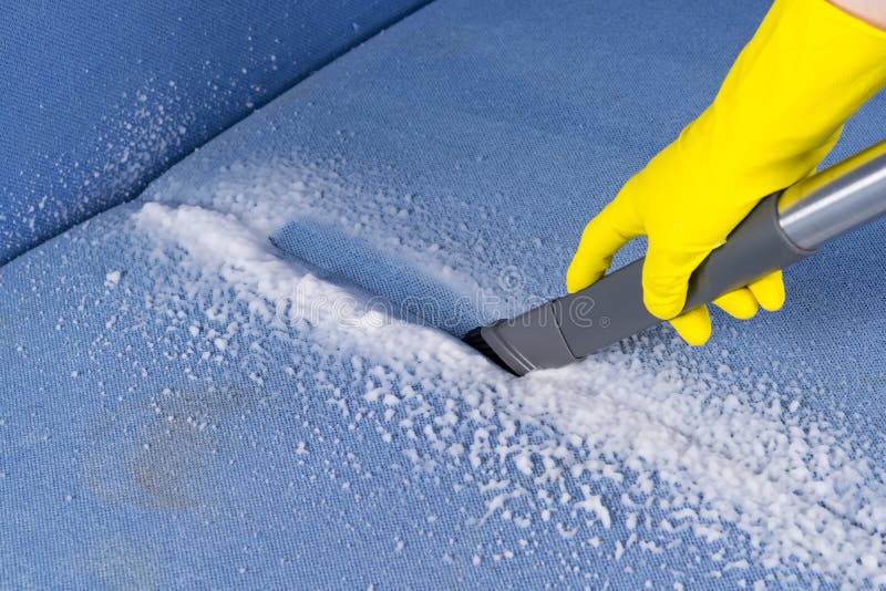 Deep Cleaning of the Seam from the Soiled Fabric of the Old Sofa Stock ...