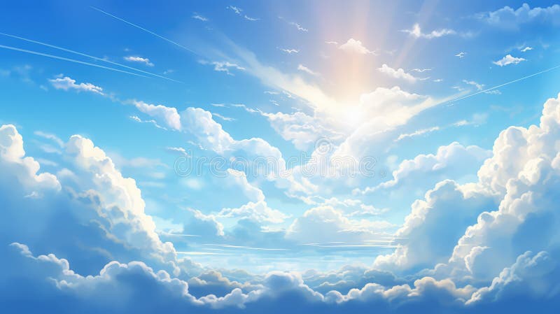 Deep cloud sky sun stock illustration. Illustration of glow - 373561308