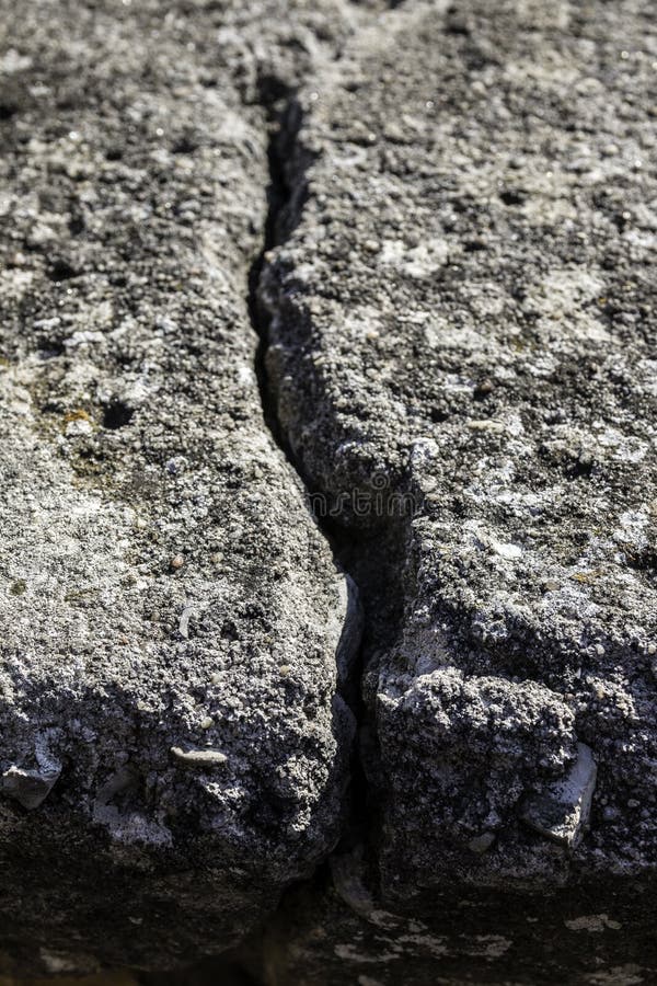 Deep Crack in the Big Rock of the Wall of a Castle Stock Photo - Image ...
