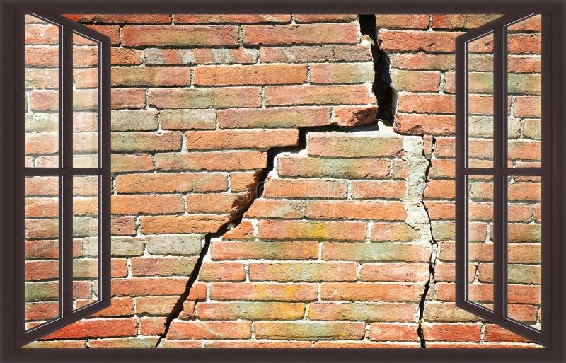 Deep Crack Brick Wall View Window Stock Photos - Free & Royalty-Free ...