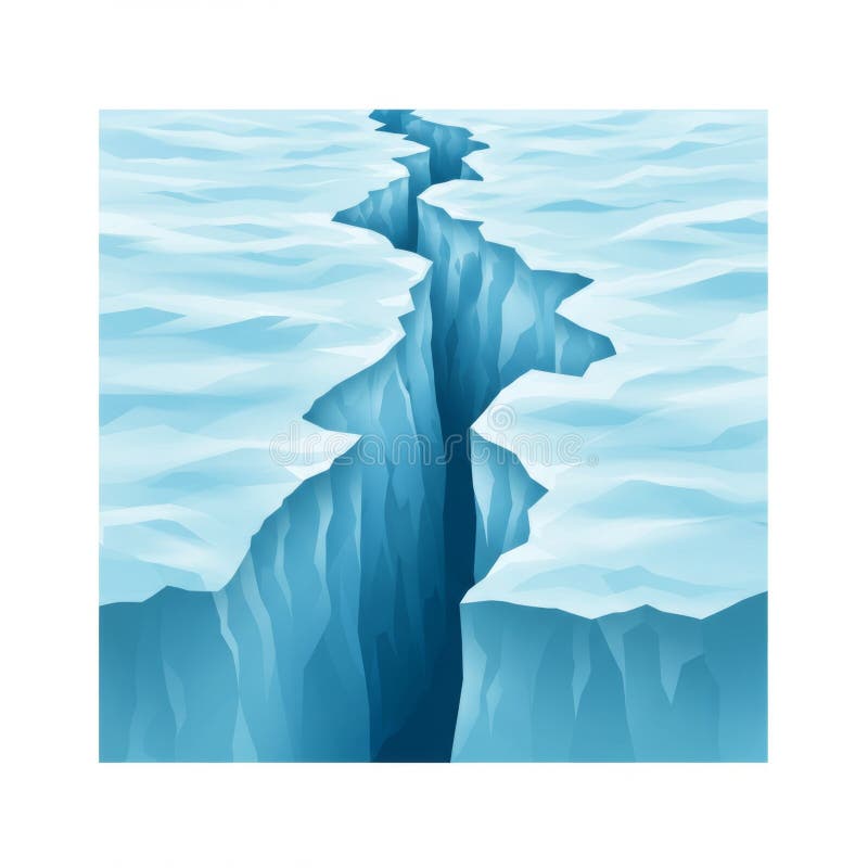 Deep Crack in Glacial Ice Surface Stock Illustration - Illustration of ...