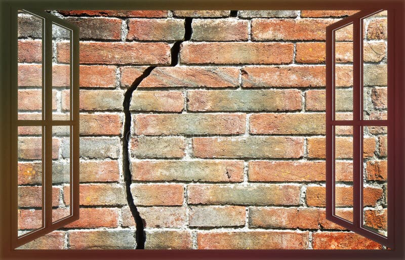 Deep Crack Brick Wall View Window Stock Photos - Free & Royalty-Free ...