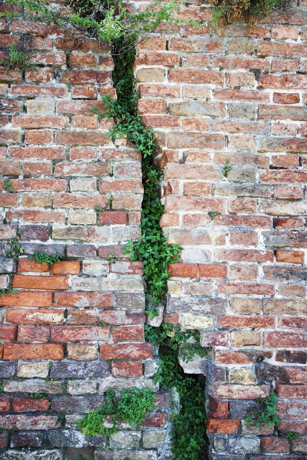 Deep Crack in an Old Damaged Brick Wall Stock Photo - Image of damaged ...