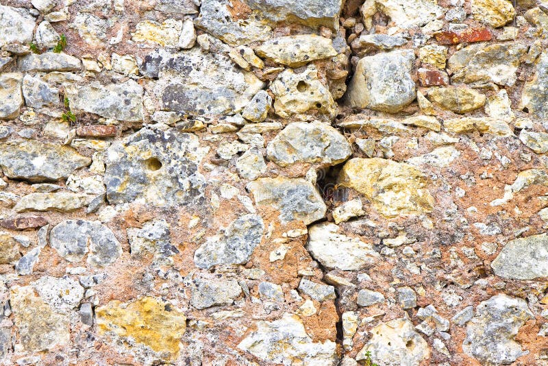 Deep Crack in Old Stone Wall - Concept Image Stock Image - Image of ...