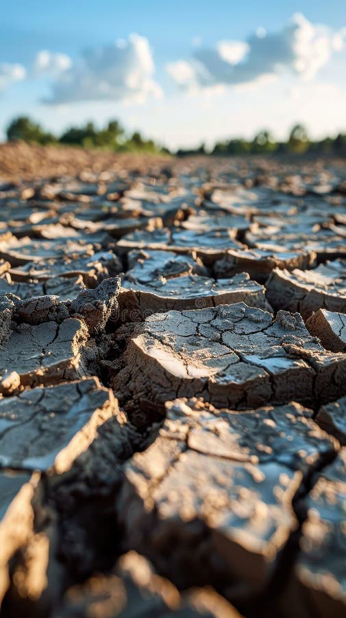 Close-up of Cracked Dry Earth Highlighting Severe Drought and Erosion ...