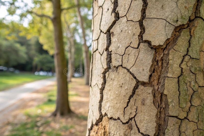 Deep Cracks in Platanus Tree Bark Stock Illustration - Illustration of wood, closeup: 376577237