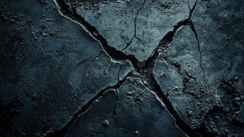 Deep Cracks Splitting through Dark Concrete Surface Creating Dramatic ...