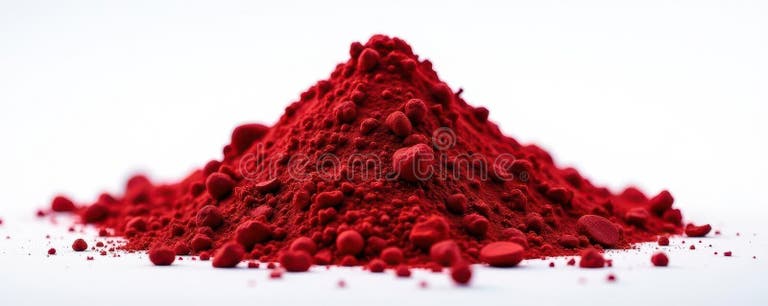 Deep Crimson Clay Powder Heap, Rough Surface, Clean White Setting ...