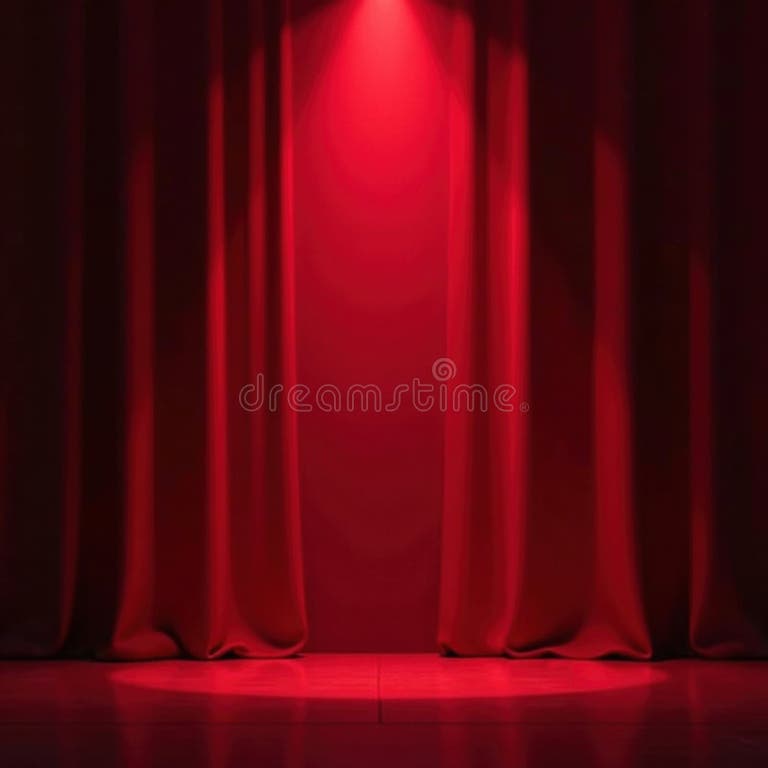 Deep Crimson Curtain, Focused Spotlight Effect, Fabric, Dramatic ...
