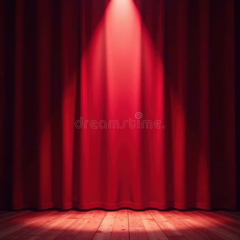 Deep Crimson Stage Curtain, Bright Spotlight Center Stage, Event, Deep ...