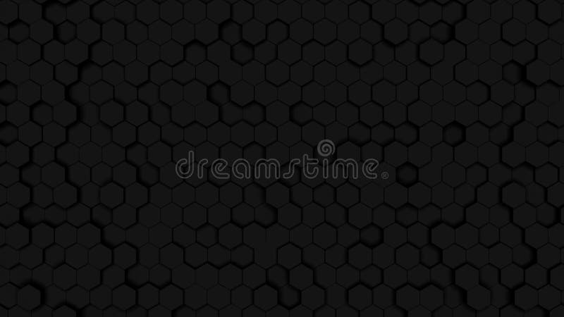 Deep Dark Hexagonal Cell Texture. Honeycomb Black Background. Isometric ...