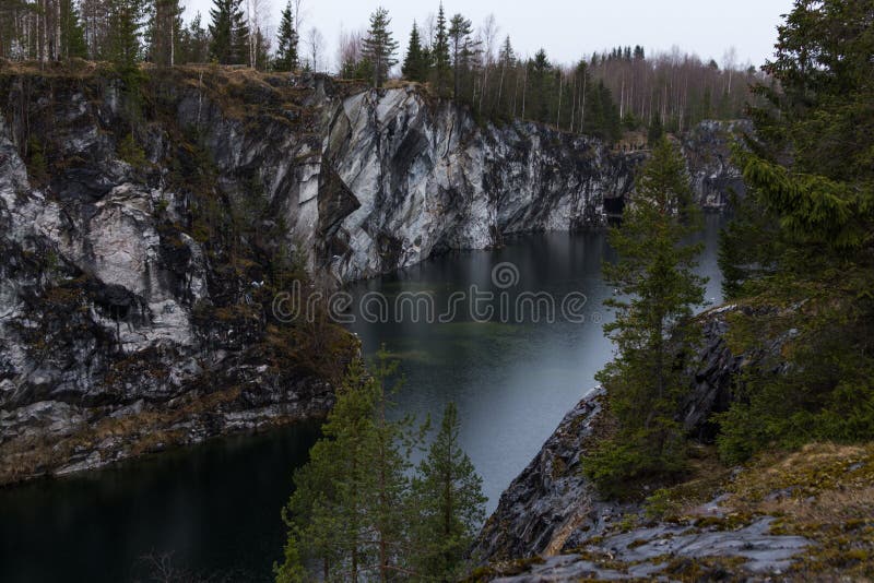 Deep Dark Lake and the Marble Canyon during Early Spring Stock Photo ...