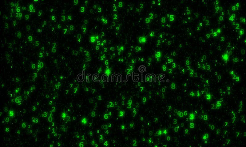 Deep Digital Cyberspace with the Sparkling Numbers Stock Illustration ...