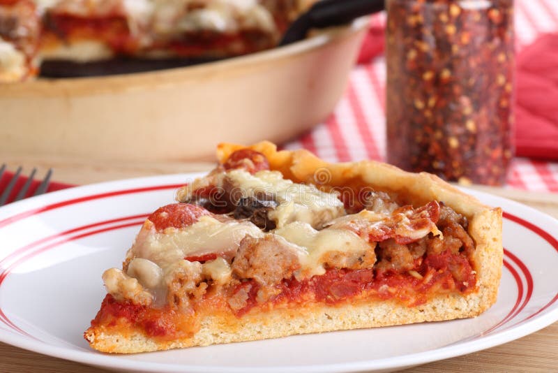 Deep Dish Pizza Slice stock image. Image of baked, pizza - 29068593