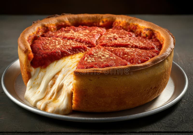 Deep-dish Pizza with a Thick, Golden-brown Crust, Featuring a Generous ...