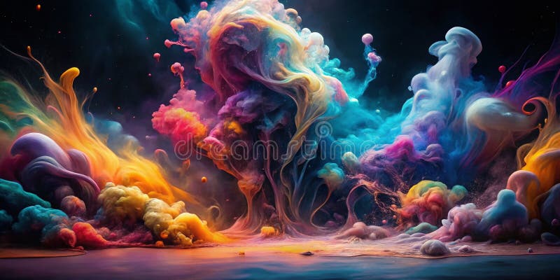 A Deep Dive into an Abstract Underwater Universe Multicolored Smoke ...