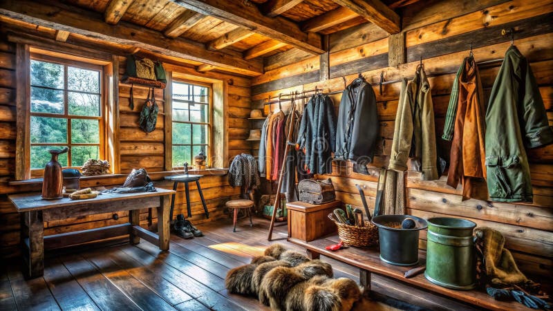 A Deep Dive into a Rustic Hunting Cabin Authentic Interior Hunting Gear ...