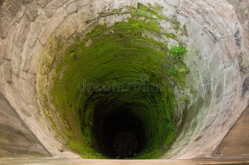Deep, a Dry Well, Overgrown with Moss Stock Photo - Image of bottom ...