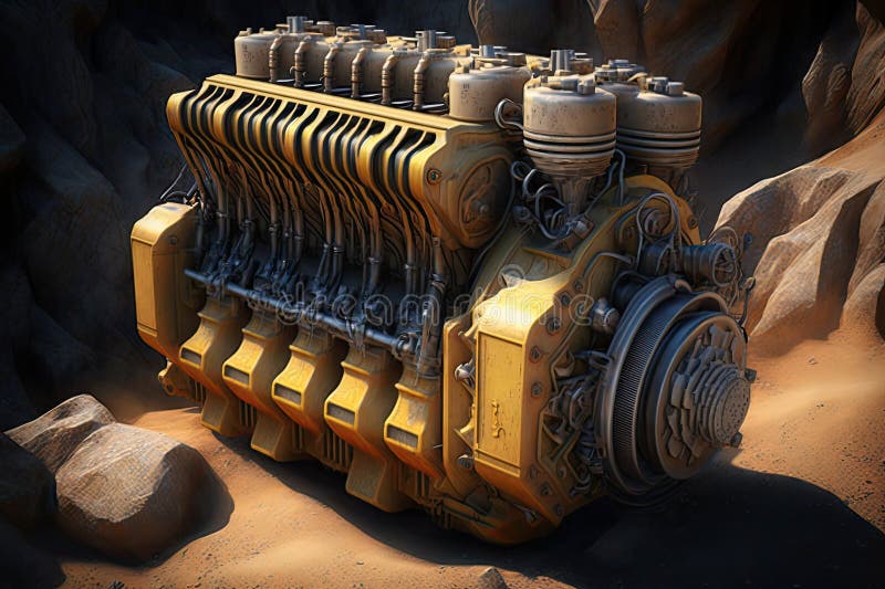 Deep in Earth Engine with Top Oil Pumps Movement Stock Illustration ...