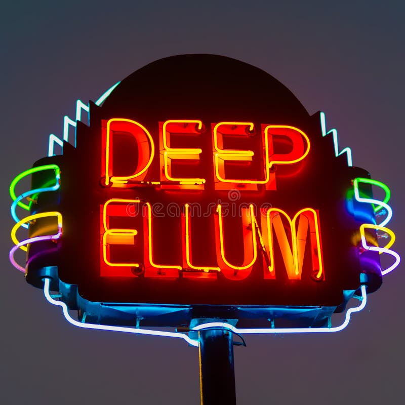 Deep Ellum Neon Sign editorial stock photo. Image of vibrant - 98263828