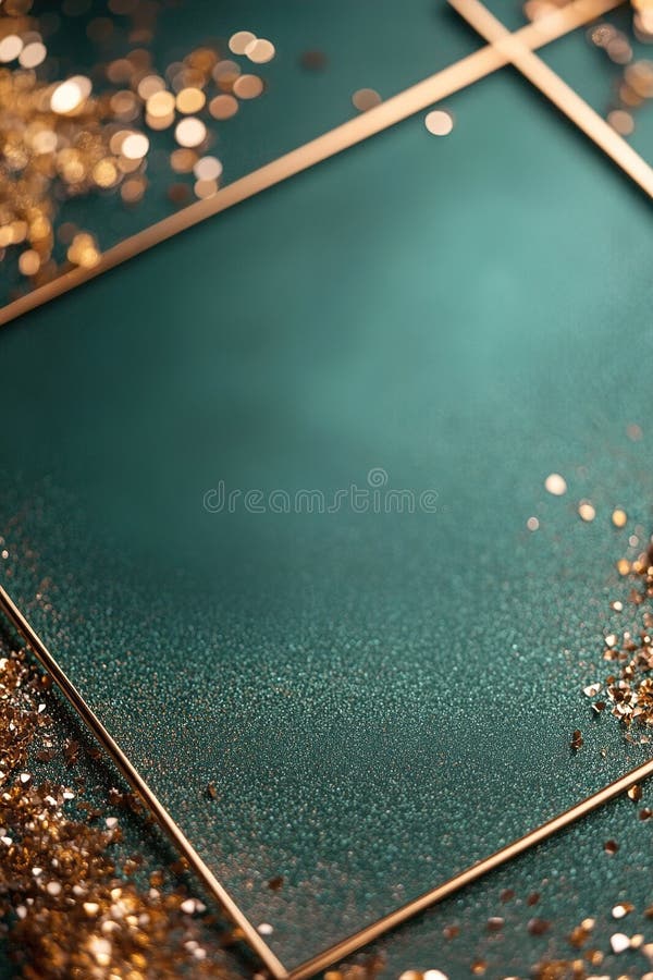 Deep Emerald Green Backdrop Adorned with a Sparkling Gold Glitter ...