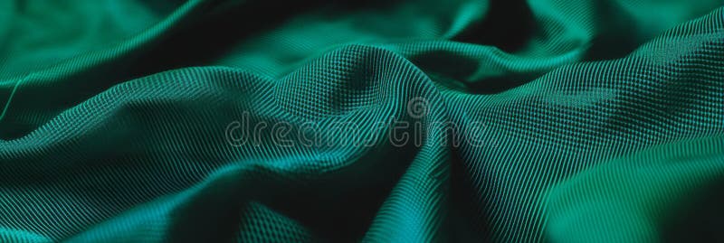 Deep Emerald Green Cotton Fabric Featuring Textured Pique Weave for ...