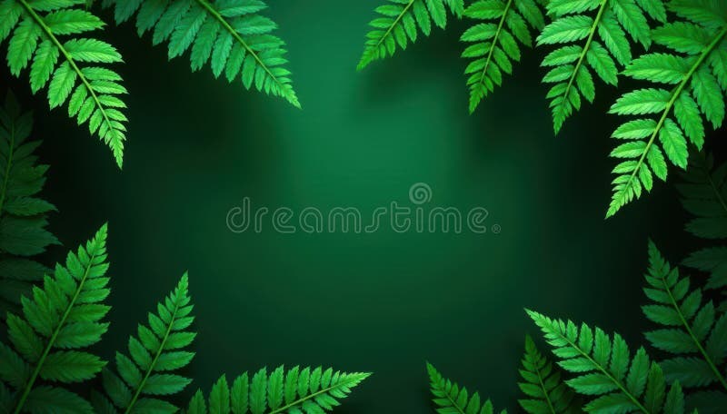 Deep Emerald Green Fern Backdrop, Intricate Leaf Details , Emerald ...