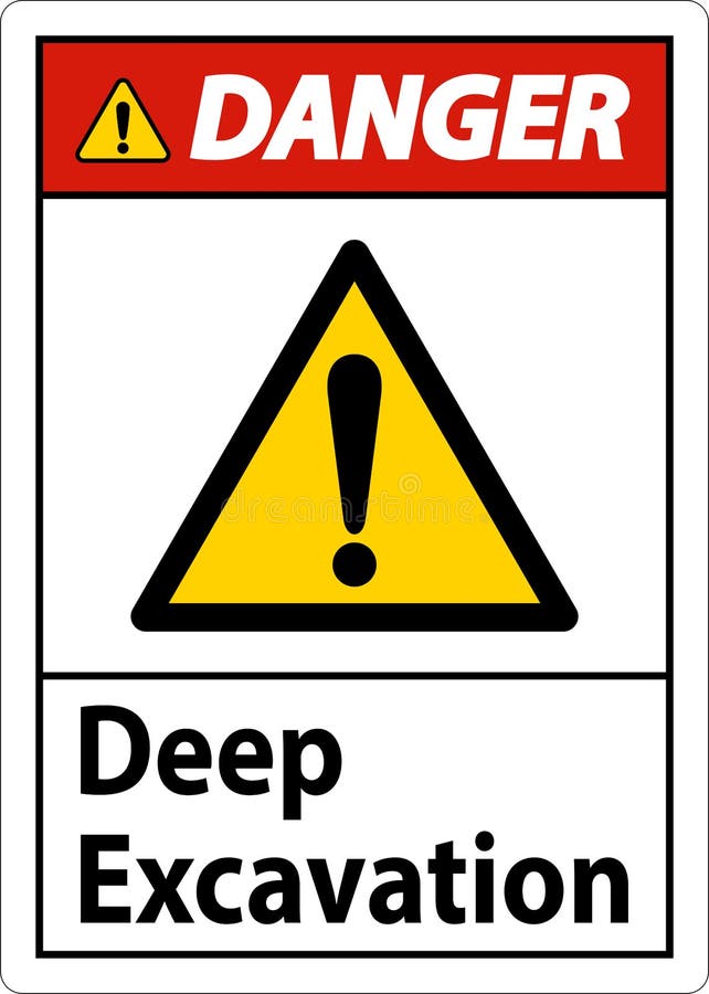 Deep Excavation Danger Sign on White Background Stock Vector ...